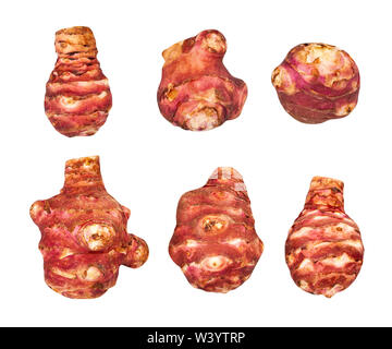 Jerusalem artichoke isolated on white background. Top view. Flat lay ...