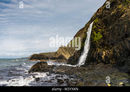 Waterfall at Tresaith Beach, Cardigan Bay, Wales Stock Photo - Alamy
