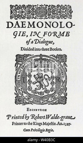 Title-page of 'DAEMONOLOGIE' by King James VI of Scotland (James I of ...