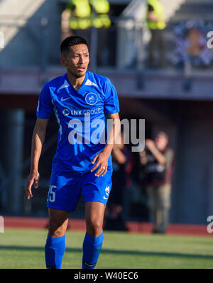 RIGA, LATVIA. 18th of July, 2019. Vitalijs Maksimenko, celebrates win ...
