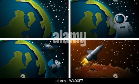 Set of different space scenes illustration Stock Vector Image & Art - Alamy