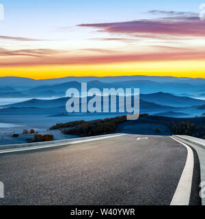 Foggy early morning autumn mountains scene. Peaceful picturesque ...