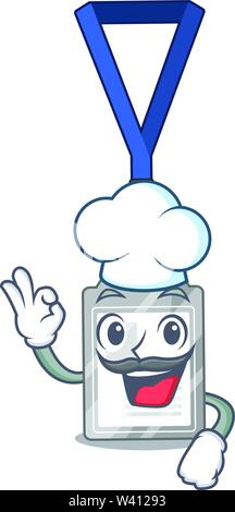 Chef with food name tag isolated in the cartoon vector illustration ...