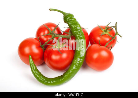 Fefferoni, green Meditteranean semi-hot peppers on white background ...