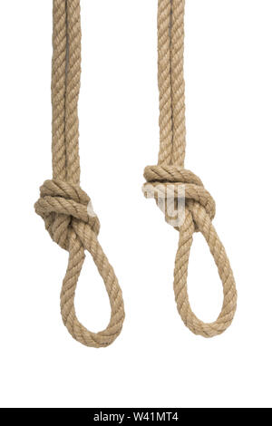 Fishing node on white background. Nautical rope knot Stock Photo - Alamy