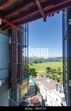 Buildings on far away city scape with beautiful skyline and clouds ...