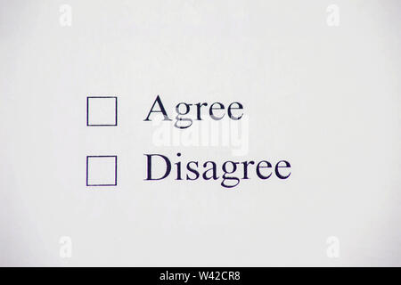 Checklist box - Agree and Disagree. Check form concept Stock Photo - Alamy