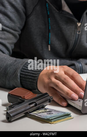 Close up of hacker hand stealing data from digital tablet Stock Photo ...
