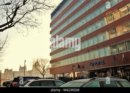 The exterior of the Novotel Budapest Danube hotel, situated on the Buda ...