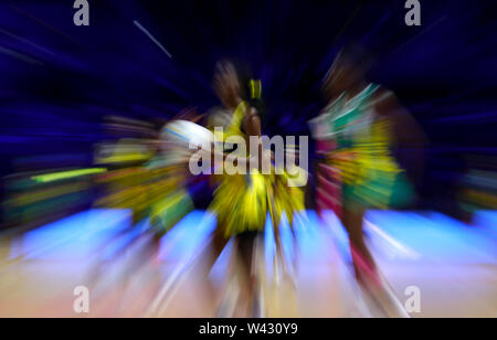 Match action between Jamaica and Zimbabwe during the Netball World Cup ...