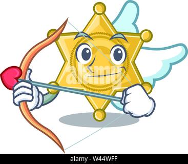 Detective cupid love arrow cute cartoon character holding magnifying ...