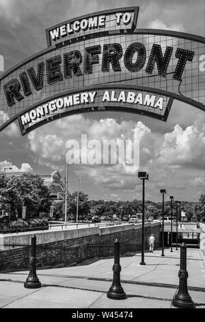 Welcome To Riverfront Montgomery Alabama overhead sign Stock Photo - Alamy