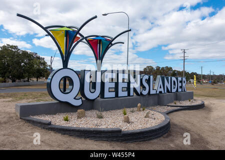 Queensland border sign, Wallangarra, Queensland New South Wales border ...