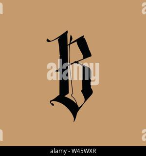 Antique letter B. Vintage hand drawn gothic font Western vector grunge ...