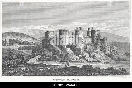 Conway Castle. Fortification. Twelfth Century circa 1830 by John Shury ...