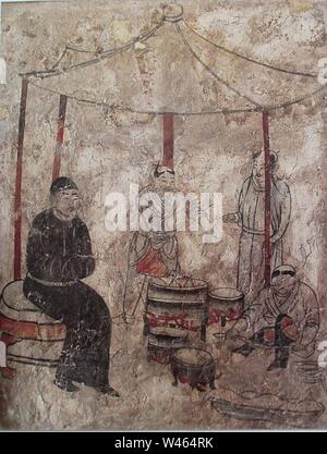 This mural from the Tomb in Aohan, dating back to the Liao Dynasty ...