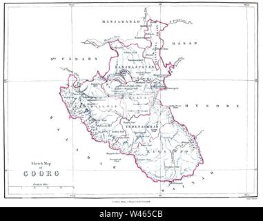 Coorg map Bowring Stock Photo - Alamy
