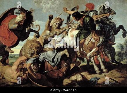 Peter Paul Rubens' 'La Chasse au loup et au renard' depicts a dynamic ...