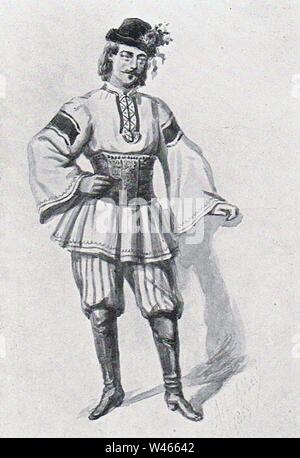The 1870 Coppélia male dancer costume depicts traditional czardas ...