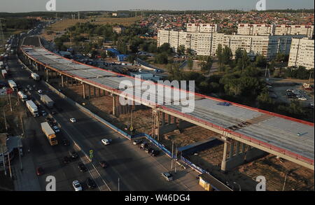 Aerial view of the M5 motorway under construction at junction one in ...
