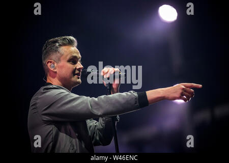 English rock band, Keane, is seen performing live at Meo Marés Vivas ...