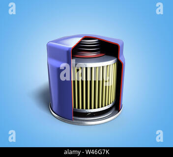 internal structure of automobile oil filter 3d render on blue Stock ...