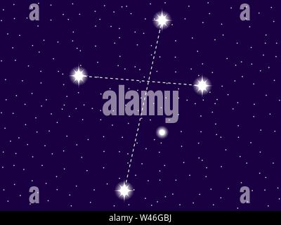 Crux (The Southern Cross) constellation, vector illustration with the ...
