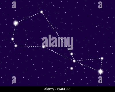 Piscis Austrinus (The Southern Fish) constellation, vector illustration ...