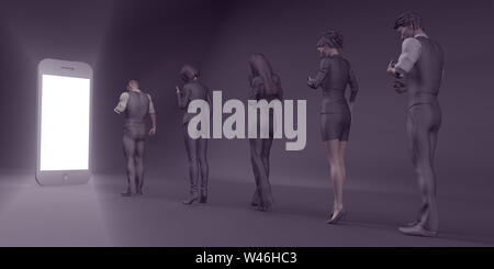 Technological Zombies with People Immersed in their Mobile Phones Stock ...