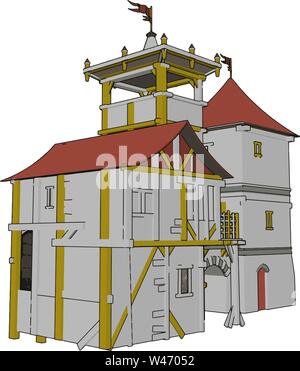 Medieval castle, illustration, vector on a white background Stock ...