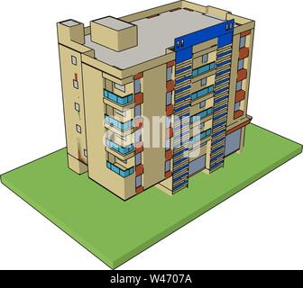 Residential building, illustration, vector on white background Stock ...