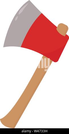 Cartoon illustration of a sharp metal axe with a wooden handle standing ...
