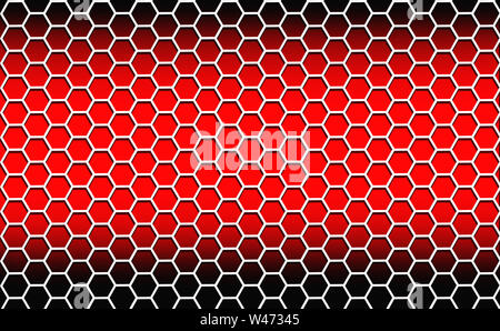 Red Hexagon tiles wall on Empty white room on wooden floor interior ...