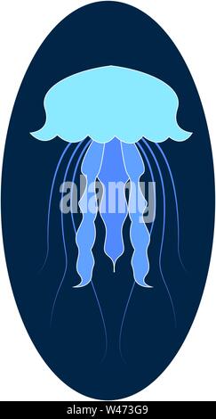 Jellyfish in sea for decoration design. Continuous one line drawing ...