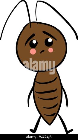 Sad cockroach , illustration, vector on white background Stock Vector ...