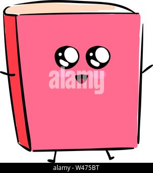 Cute pink notebook vector illustration kawaii stationery item for ...