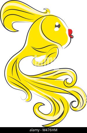 cute gold fish orange. isolated cartoon animal illustration. Flat Style ...