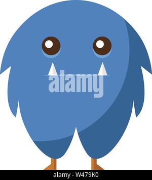 Sad blue monster, illustration, vector on white background Stock Vector ...