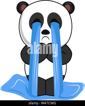 Crying panda, illustration, vector on white background Stock Vector ...