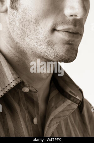Close-up of man's chin and jawline with facial hair beard stubble five ...