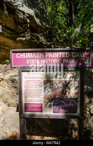 Chumash native American peoples rock art Painted Cave, California State ...