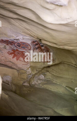 Petroglyphs at Chumash Painted Cave State Historic Park, high above ...