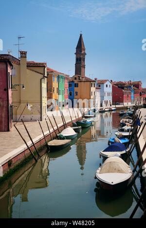 Burano colorful historical buildings and canal. Venice, Italy Stock ...