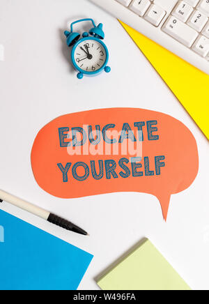 Writing note showing Educate Yourself. Business concept for prepare ...