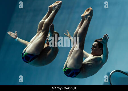Timo Barthel and Lou Massenberg of Germany compete during the men's 10m ...