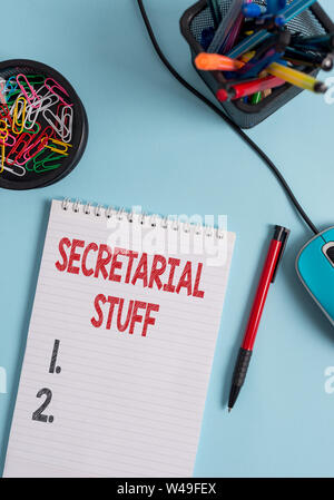 Writing note showing Secretarial Stuff. Business photo showcasing ...