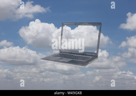 Laptop floating in clouds Stock Photo - Alamy