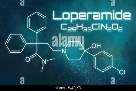 Chemical formula of Loperamide on a futuristic background Stock Photo ...