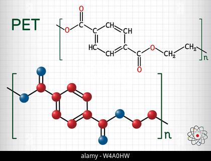 Polyethylene terephthalate (PET, PETE) polyester plastic, chemical ...