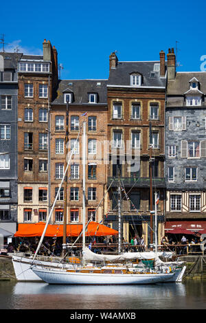 Honfleur Vieux Bassin old dock with yachts France Normandy Stock Photo ...